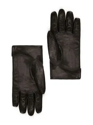 Dolce & Gabbana Dg-logo Embossed Leather Gloves - Black