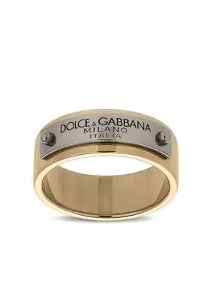 Dolce & Gabbana Engraved-logo Band Ring - Gold