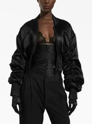 Dolce & Gabbana Satin Zip-up Cropped Jacket