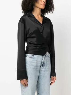 Nanushka Merano Wrap Shirt - Black