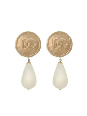 Dolce & Gabbana Logo-embossed Drop Earrings - Gold
