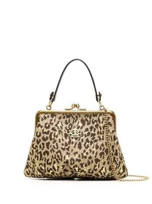 Vivienne Westwood Granny Frame Leopard-Print Mini Bag - Gold