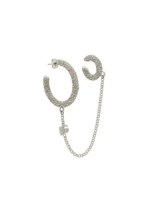 Dolce & Gabbana Crystal-embellished Logo Earring - Silver