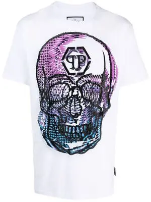 Philipp Plein Ss Skull Round-Neck T-Shirt In White - 50% Off