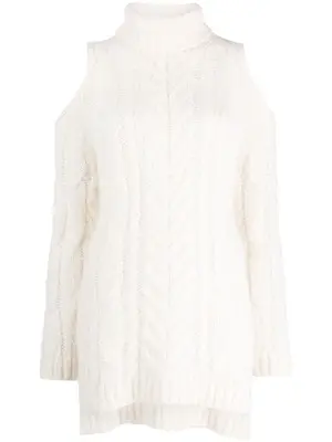 P.a.r.o.s.h Cold-shoulder Cable-knit Jumper
