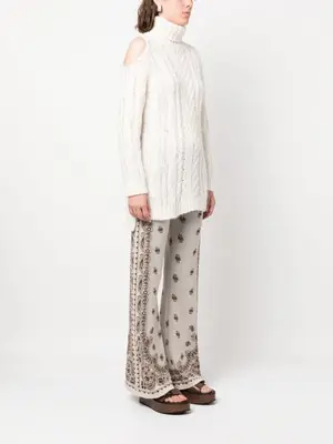 P.a.r.o.s.h Cold-shoulder Cable-knit Jumper