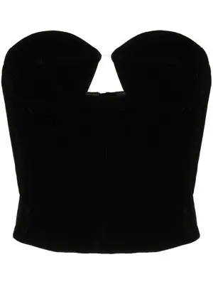Rokh Cut-out Velvet-effect Bustier