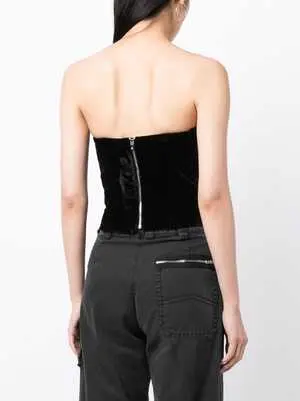 Rokh Cut-out Velvet-effect Bustier