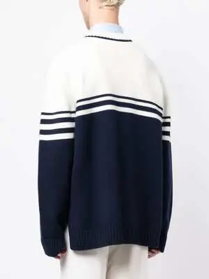 WALES BONNER Two-tone Intarsia-knit Jumper
