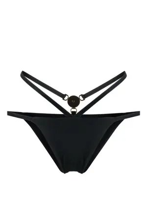 Versace Medusa Plaque Strappy Bikini Bottom - Black