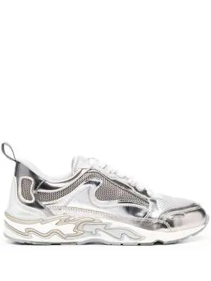 Sandro Flame-detail Panelled Sneakers - Silver