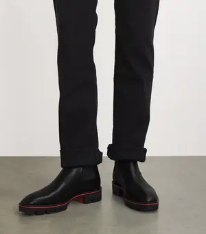 CHRISTIAN LOUBOUTIN Alpinosol Chelsea Boots In Calf Leather - Black