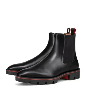 CHRISTIAN LOUBOUTIN Alpinosol Chelsea Boots In Calf Leather - Black