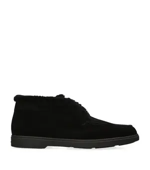 Santoni Suede Ankle Boots - Black