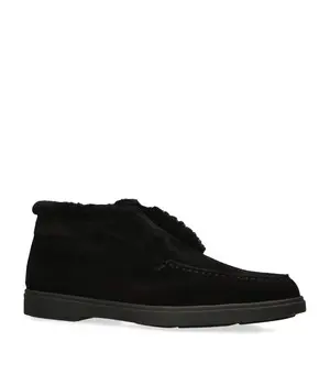 Santoni Suede Ankle Boots - Black