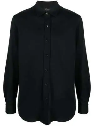 Brioni Spread-collar Cotton Shirt - Black