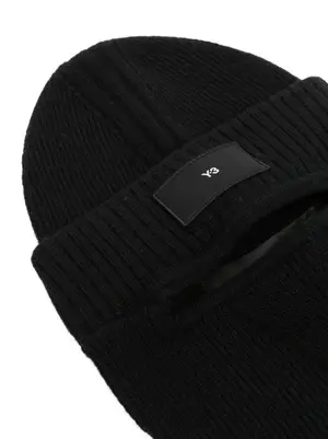 Y3 Logo-patch Ribbed-knit Balaclava