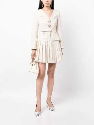 cream metallic boucle mini jacket dress Self-Portrait | Dresses | Self Portrait Cream Metallic Boucle Mini Jacket  Dress