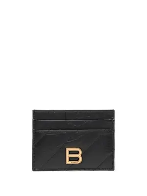 Balenciaga Logo-plaque Leather Cardholder - Black