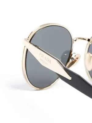 Prada Logo-engraved Round-frame Sunglasses