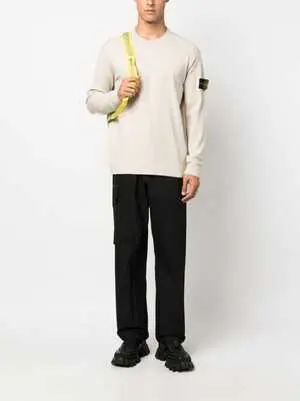 Stone Island Compass-motif Long-sleeve Jumper - Neutrals