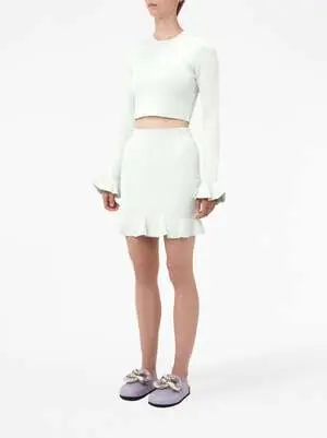 JW Anderson Logo-embroidered Knitted Skirt - Green