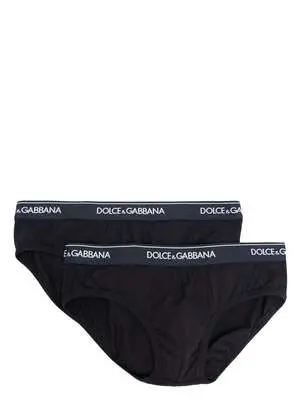 Dolce & Gabbana Logo-waistband Cotton Briefs - Blue