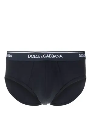 Dolce & Gabbana Logo-waistband Cotton Briefs - Blue