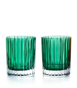 THE MARTHA, BY BACCARAT Set Of 2 Large Harmonie Dark Green Tumblers - Clear