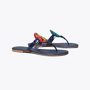 Tory Burch Tory Burch Miller Sandal, Printed Patent Leather Bright Rainbow/royal Navy