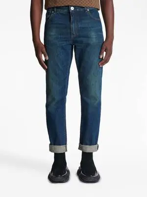 Balmain Vintage Logo-patch Straight-leg Jeans - Blue