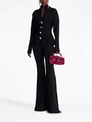 Balmain Rib-knit Pleated Cardigan