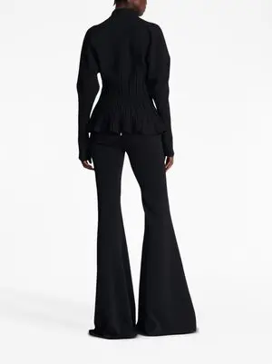 Balmain Rib-knit Pleated Cardigan