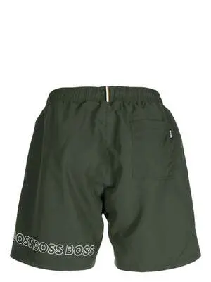 BOSS Dolphin Logo-print Swim Shorts - Green