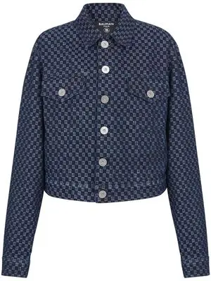 Balmain Monogram-print Denim Jacket - Blue
