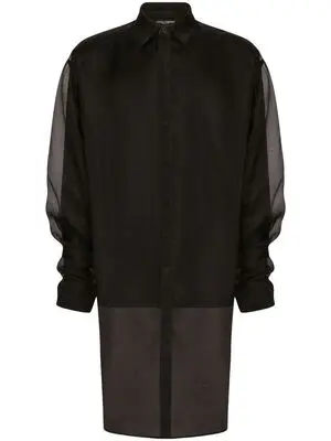 Dolce & Gabbana Ruffle-detail Semi-sheer Shirt - Black
