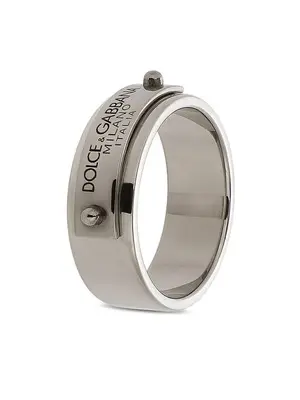 Dolce & Gabbana Engraved Logo Band Ring - Silver