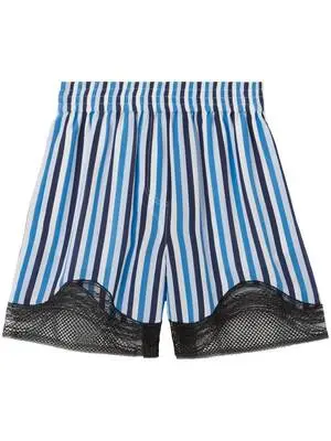 Burberry Lace-trim Striped Silk Shorts