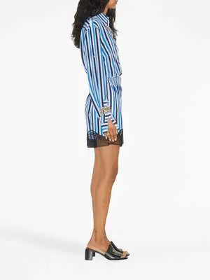 Burberry Lace-trim Striped Silk Shorts