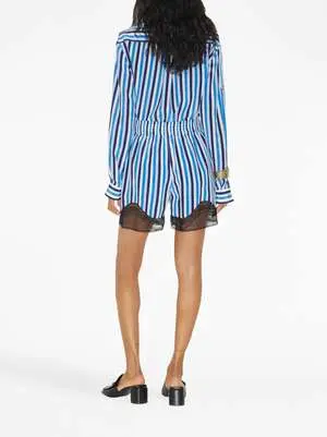 Burberry Lace-trim Striped Silk Shorts