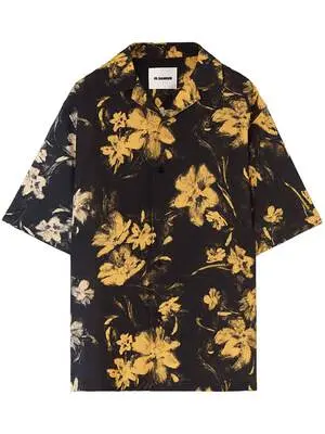 JIL SANDER Floral-print Cotton Shirt - Black