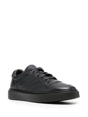 DOUCAL'S Grained Leather Low Top Sneakers - Blue