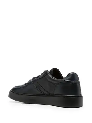 DOUCAL'S Grained Leather Low Top Sneakers - Blue