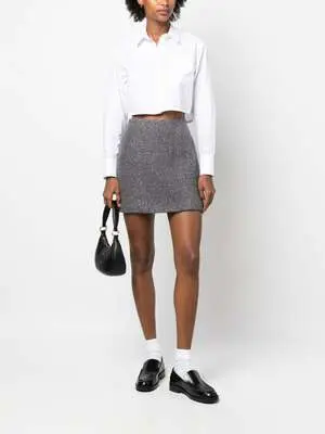 PATOU Textured-knit Mini Skirt - Grey