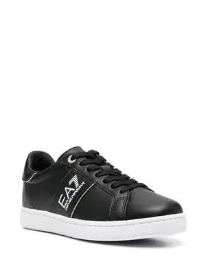 EA7 Logo-print Leather Sneakers - Black