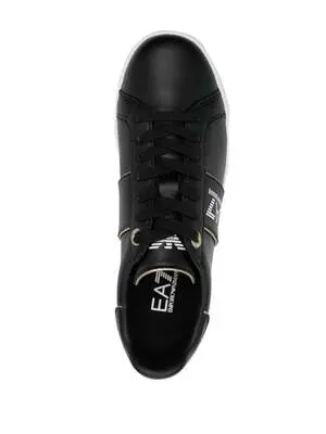 EA7 Logo-print Leather Sneakers - Black