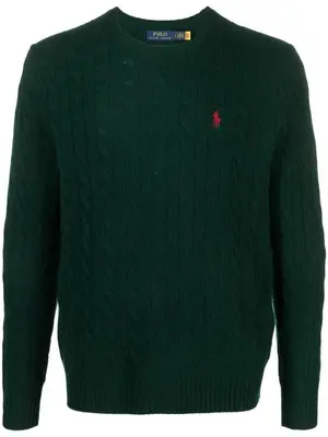 Polo Ralph Lauren Pony-motif Cable-knit Jumper - Green