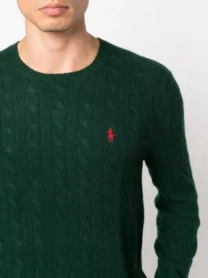 Polo Ralph Lauren Pony-motif Cable-knit Jumper - Green