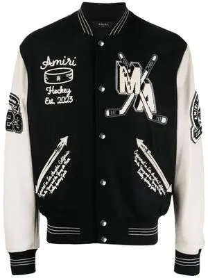 Amiri Varsity Jacket With Appliqué Logo - Black