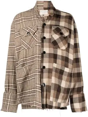 GREG LAUREN Mix-print Long-sleeve Shirt - Brown